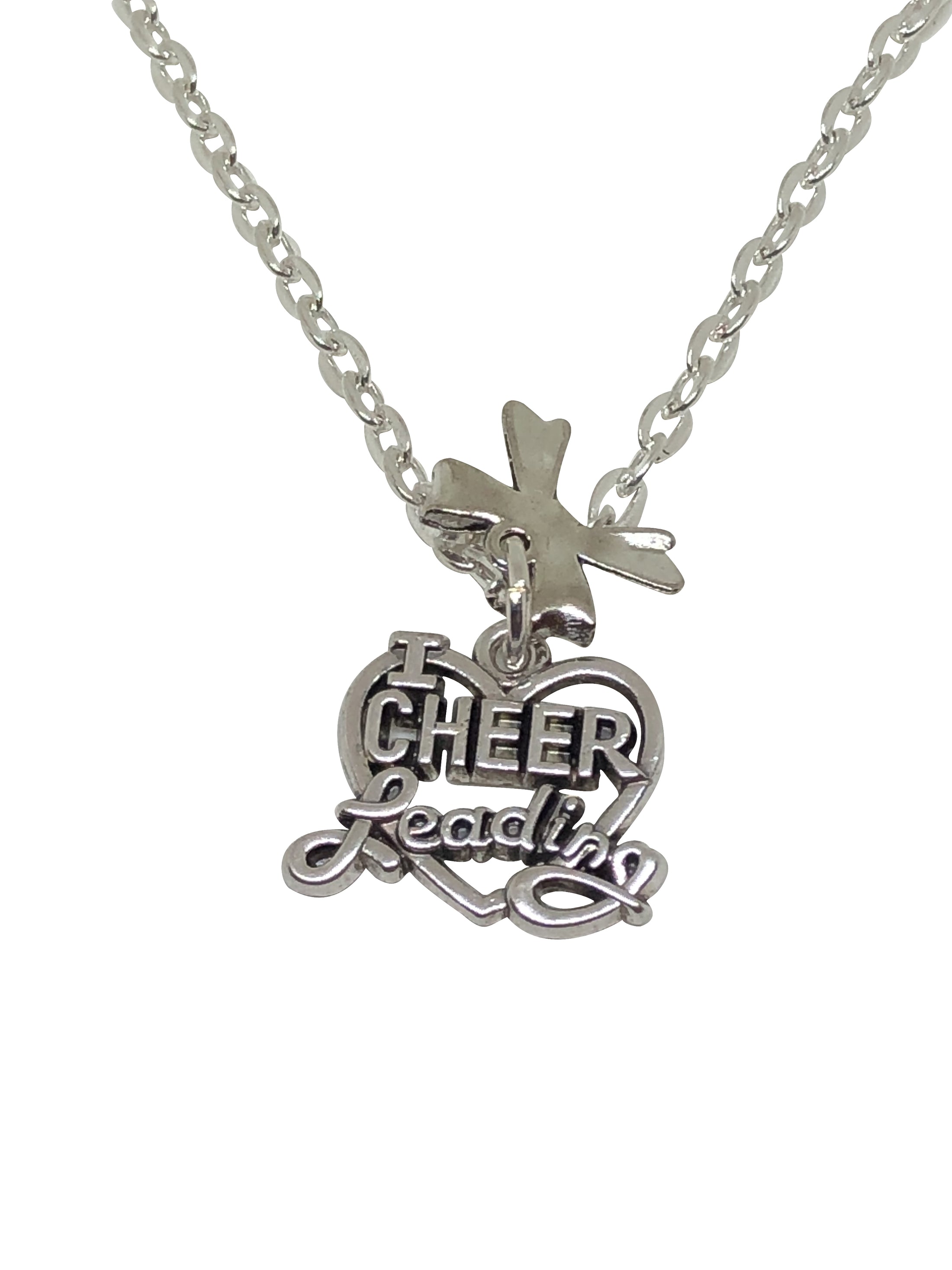 Cheerleading Double Charm Necklace with Bow - Silver – Cheer and Dance ...